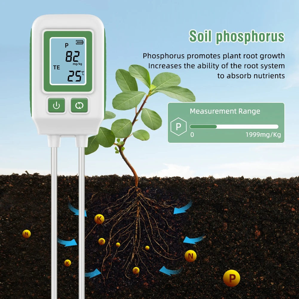 Portable NPK Soil Meter - Nitrogen Phosphorus Potassium Temp – Lawn ...